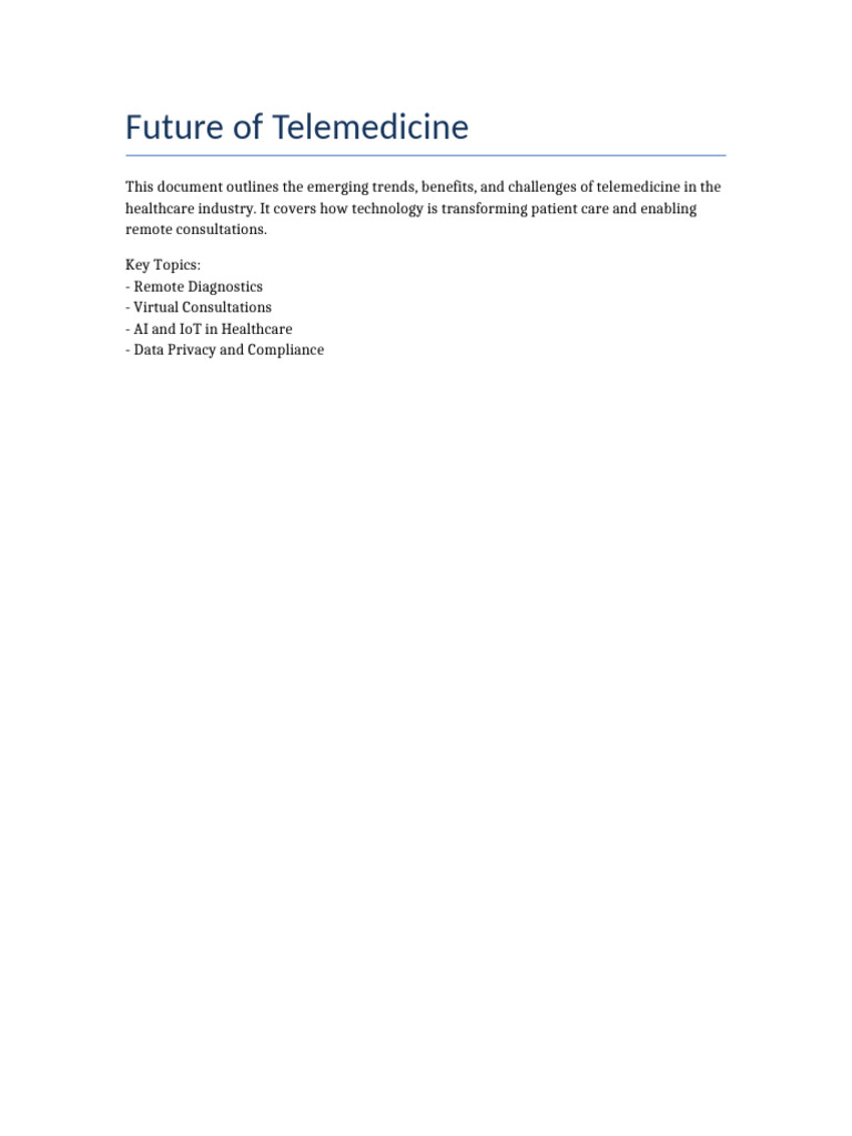 Future of Telemedicine | PDF