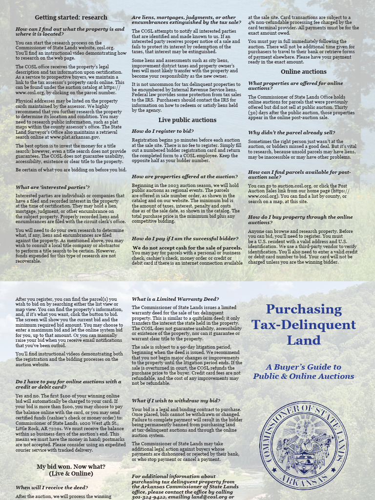 Buyer’s Guide to Tax-Delinquent Auctions | PDF | Auction | Credit Card