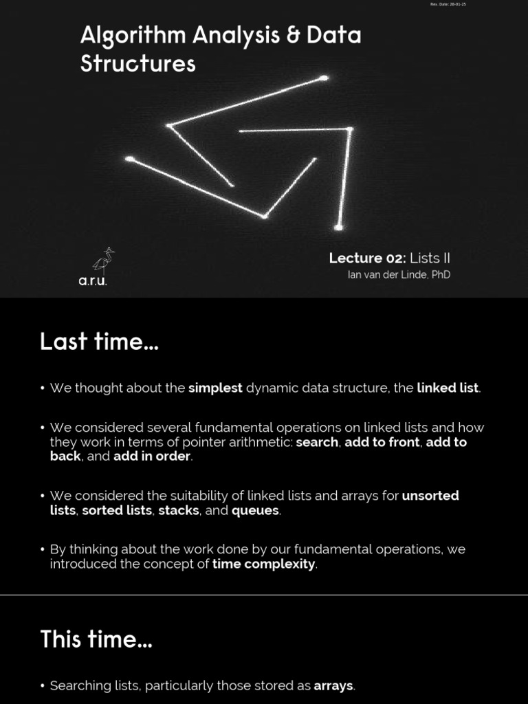 MOD007357 Lecture 02 - Lists II | PDF | Time Complexity | Computer Science