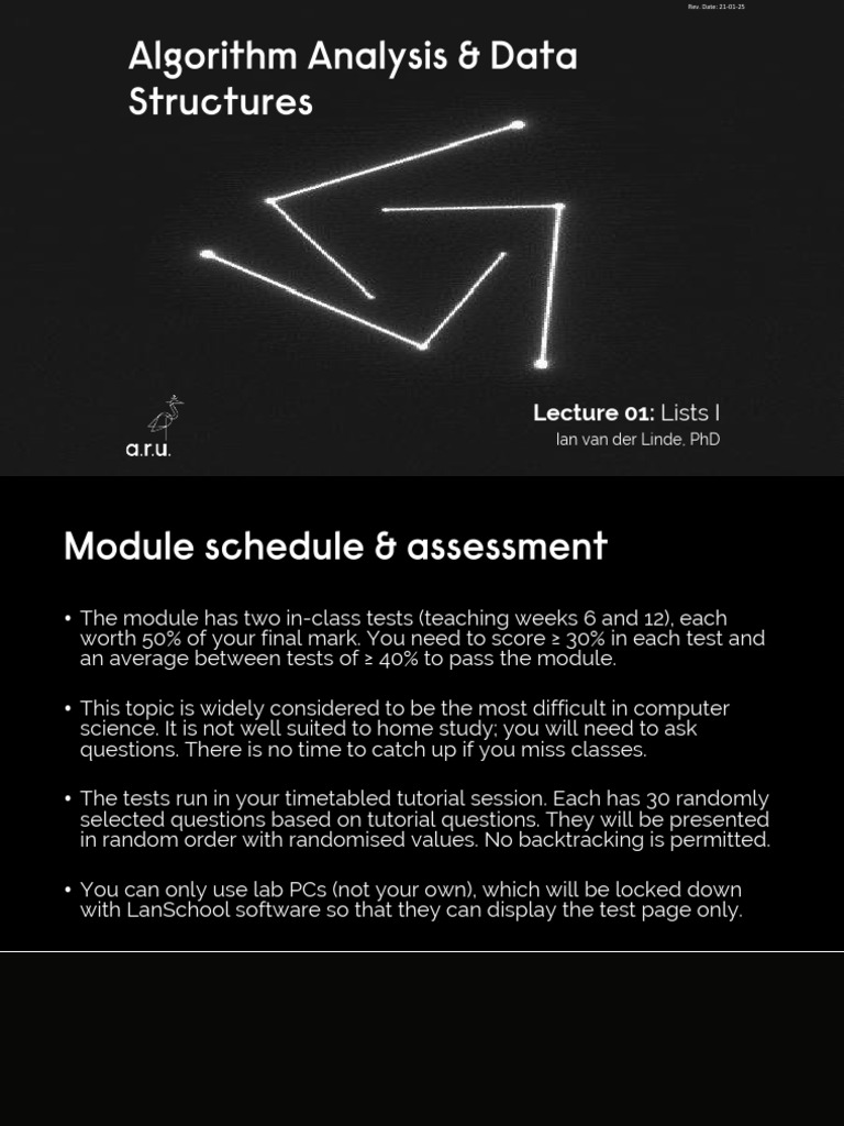 MOD007357 Lecture 01 - Lists I | PDF | Pointer (Computer Programming) | Applied Mathematics