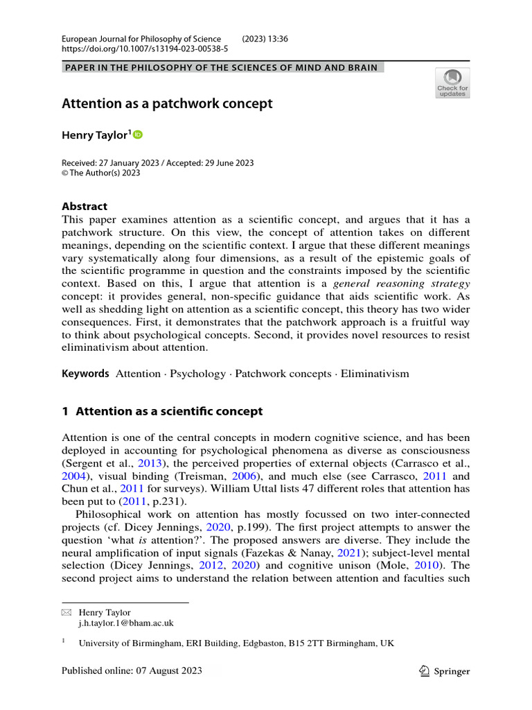 Attention as a Patchwork Concept | PDF | Attention | Concept