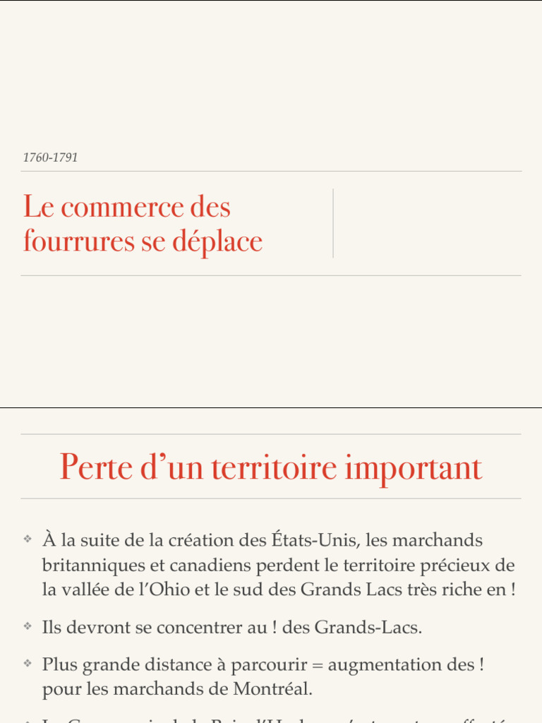 Commerce des fourrures 1760-1791 : enjeux et acteurs | PDF | Traite des ...