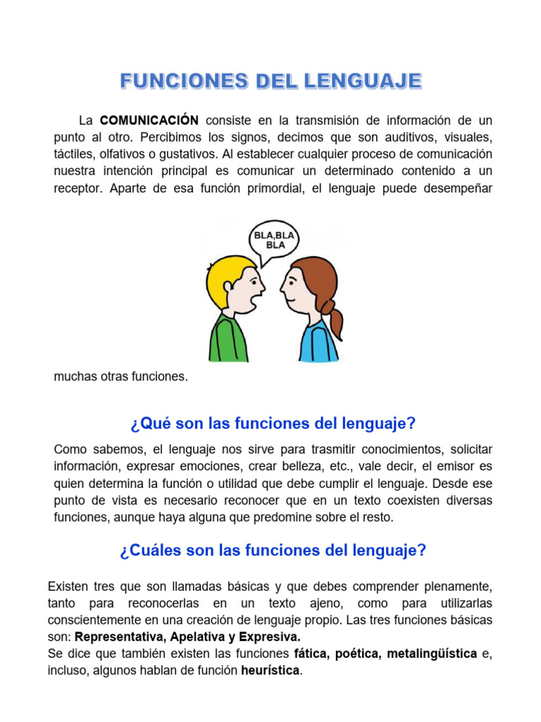 FUNCIONES DEL LENGUAJE | PDF | Comunicación | Comunicación humana
