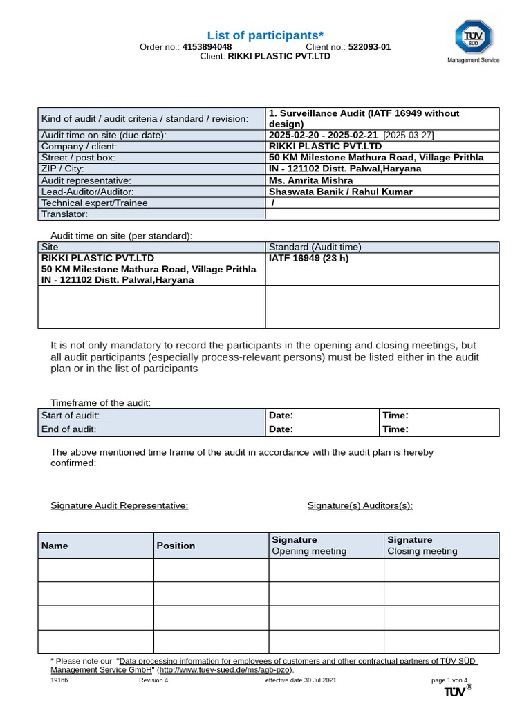 List of Audit Participants (19166) | PDF | Business | Accounting