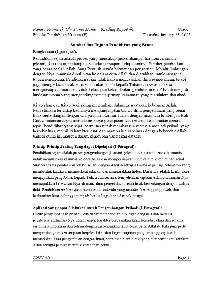 Reading Report #1 FPK (Marentek, Christania) | PDF