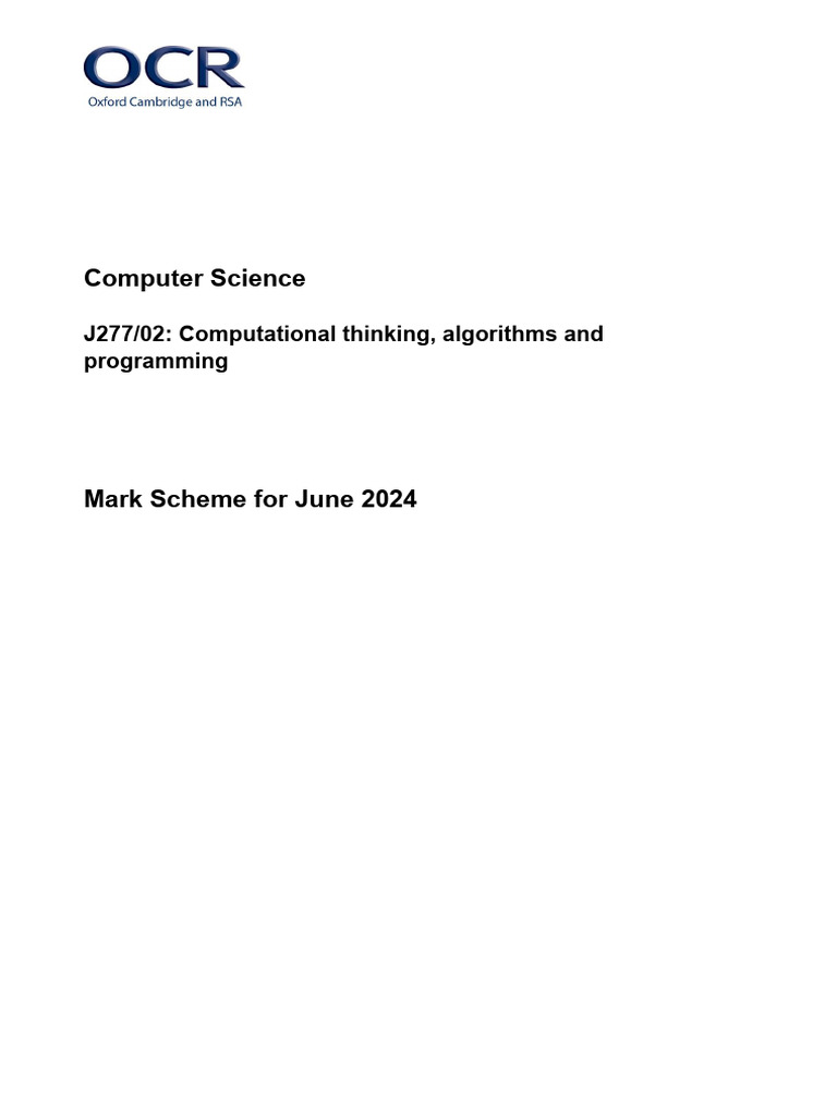 J277-Computer Science-Paper2-MS - 241103 - 230709-1 | PDF | Computer ...