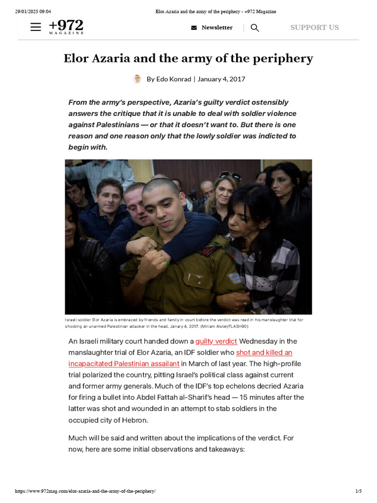 Elor Azaria and The Army of The Periphery - +972 Magazine | PDF ...