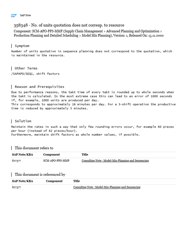Quotation Units Discrepancy in SAP SCM | PDF