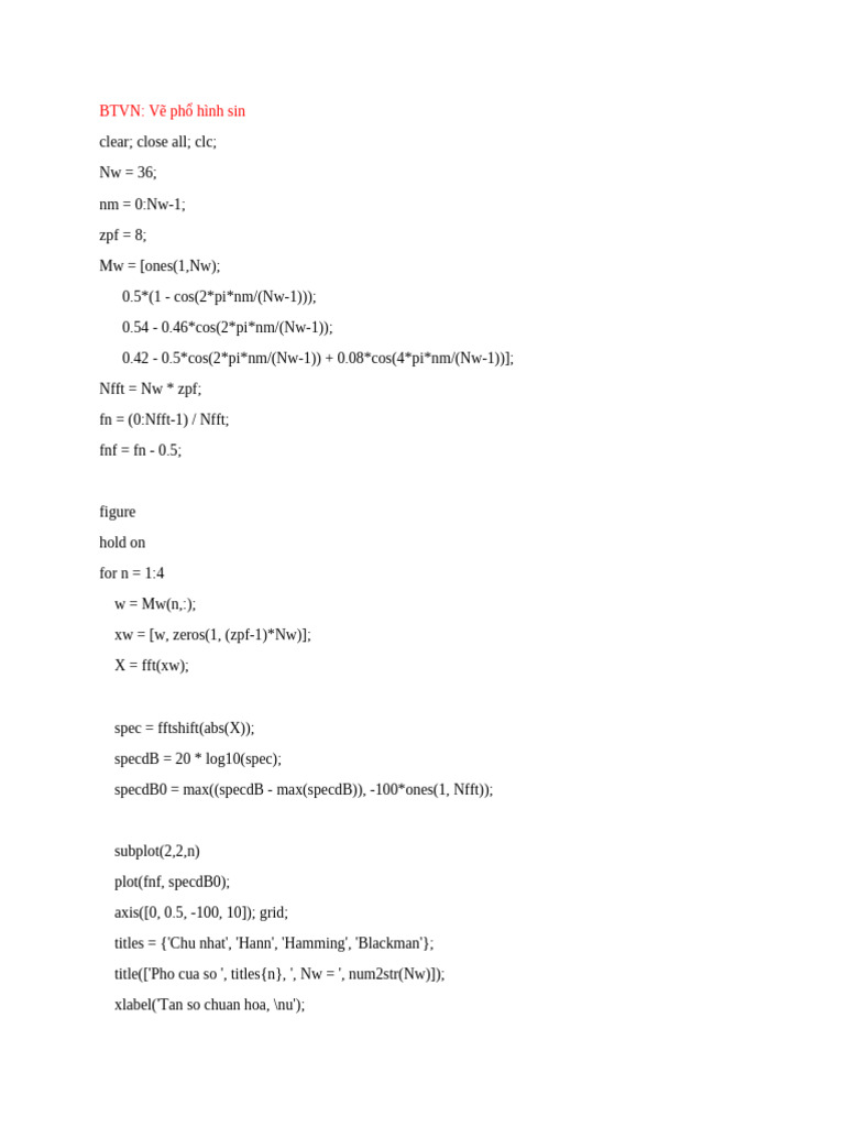 BTVN: Vẽ phổ hình sin | PDF