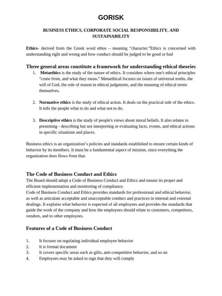Business Ethics, Corporate Social Responsibility, and Sustainability ...