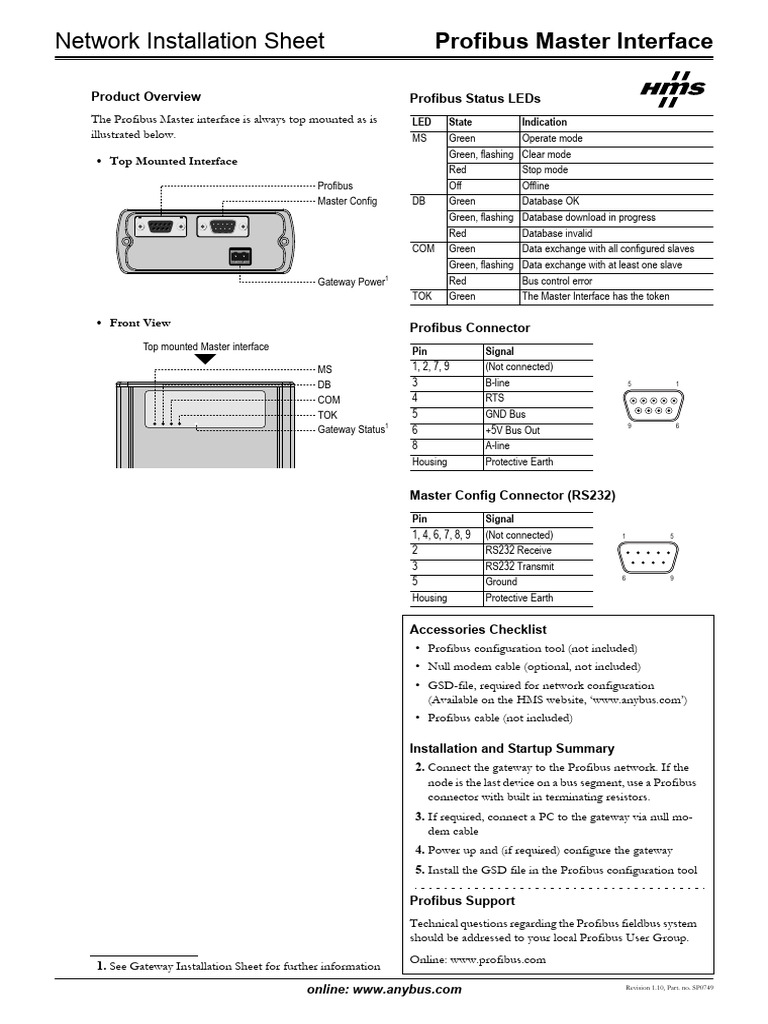 Installation Sheet Profibus Master_SP0749_PDPM_1_10 | PDF | Computer Engineering | Computing