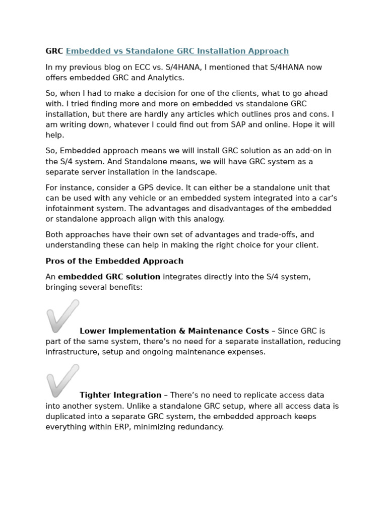 Embedded vs Standalone GRC Approaches | PDF | Enterprise Resource ...