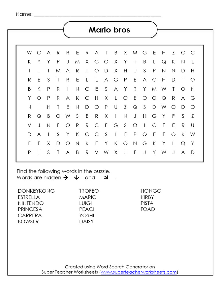 Super Teacher Worksheets Mario Bros | PDF | Mario | Video Games