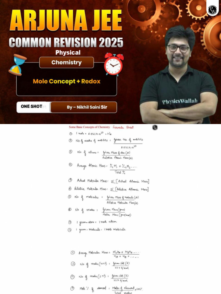 Mole Concept + Redox - Complete Chapter (One Shot) | PDF