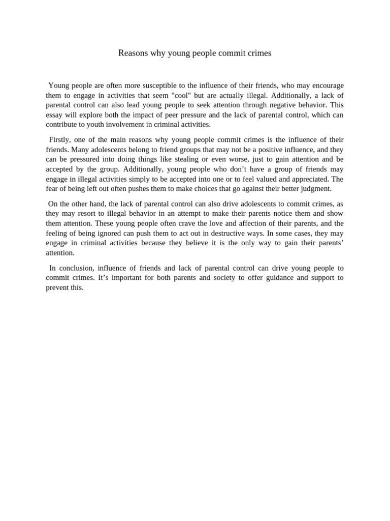 Reasons why young people commit crimes | PDF