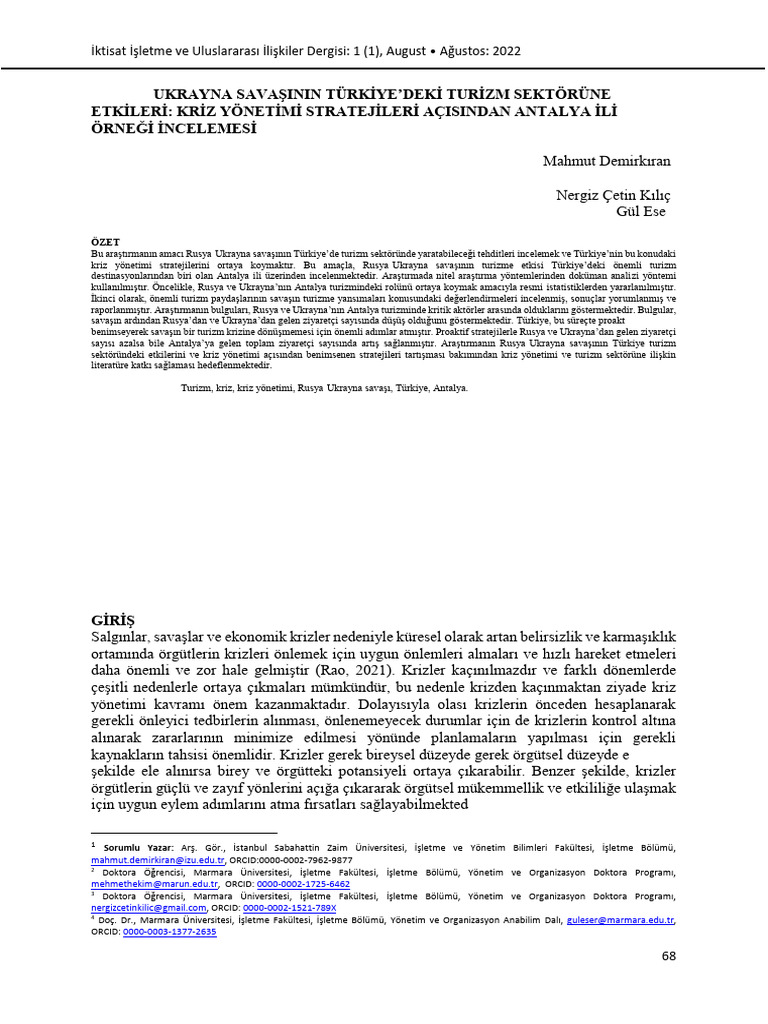 RUSYA- UKRAYNA SAVA__ININ T__RK__YE___DEK__ TUR__ZM SEKT__R__NE ETK__LER___ KR__Z Y__NET__M ...