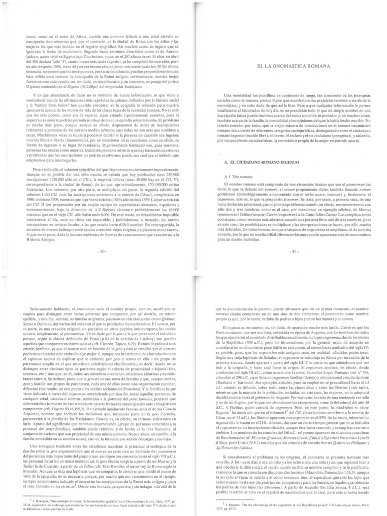 Onomástica Romana y su Significado | PDF | Roma antigua