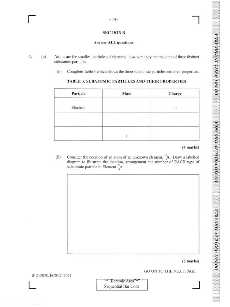 Past Paper Question - Osmosis-Diffusion-Subatomic Particles | PDF