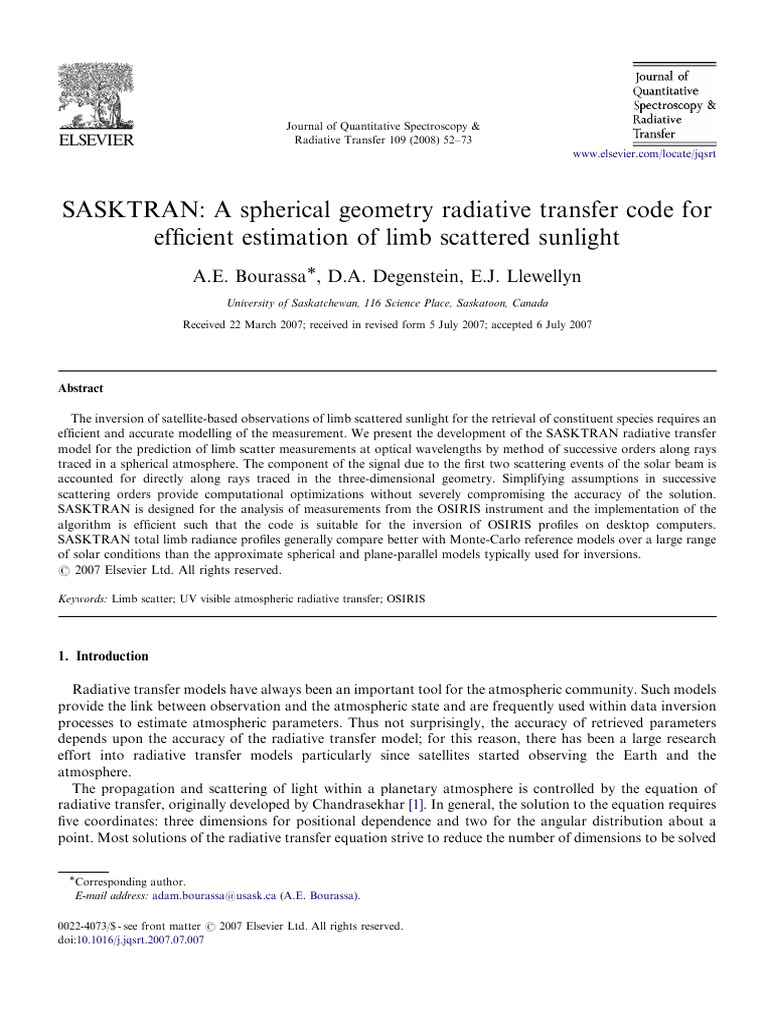 Bourassa Et Al. - 2008 - SASKTRAN A Spherical Geometry Radiative ...