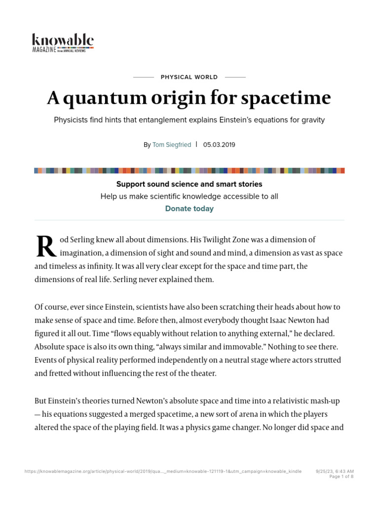 A Quantum Origin For Spacetime | PDF | Quantum Entanglement | Gravity