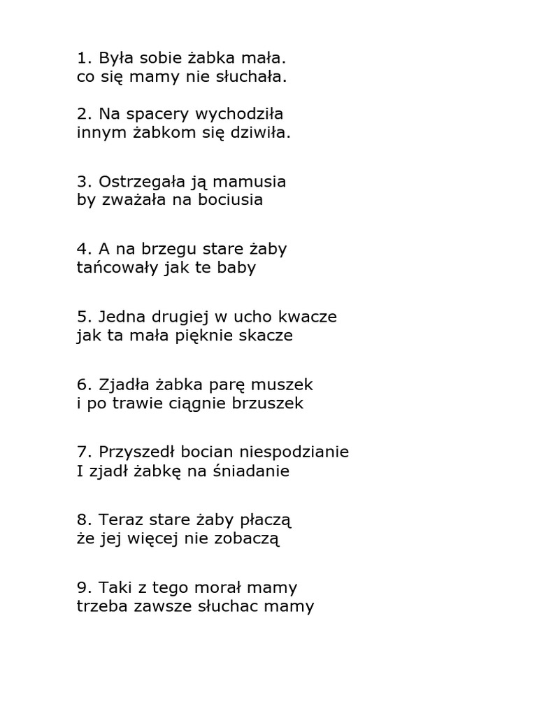 Byla Sobie Zabka Mala | PDF