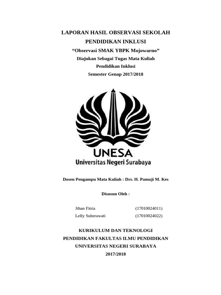 Observasi Pendidikan Inklusi di SMAK YBPK | PDF