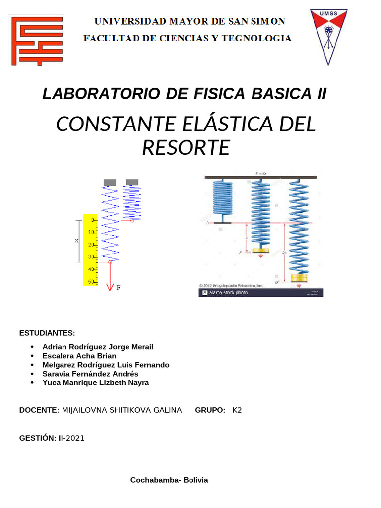 CONSTANTE EL-STICA DEL RESORTE | PDF | Elasticidad (Física ...