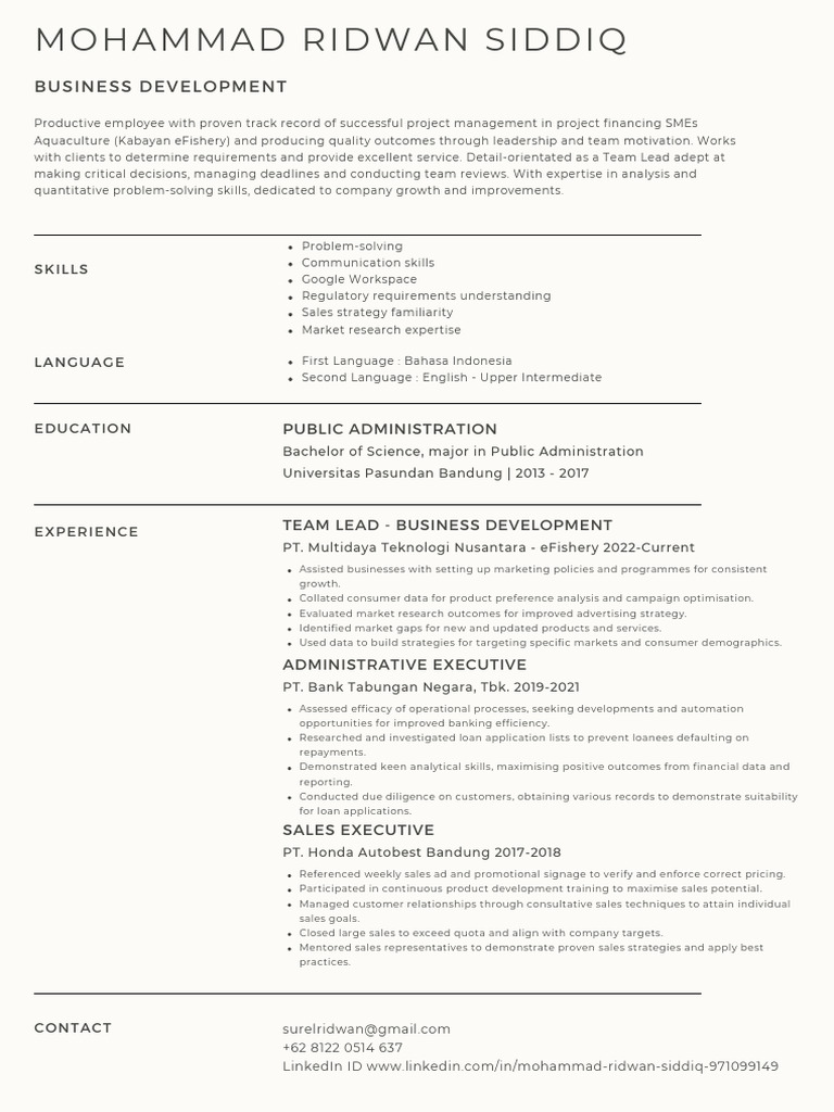 CV - Mohammad Ridwan Siddiq | PDF | Sales | Marketing Research