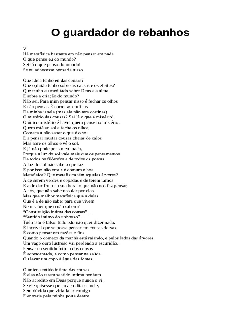 O Guardador de Rebanhos - V-Vi | PDF | Metafísica | Deus