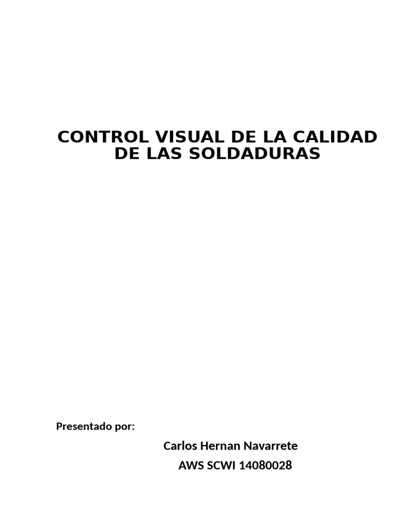 AWS CONTROL VISUAL DE LA CALIDAD DE LAS SOLDADURAS - PARTICIPANTE. | PDF | Soldadura | Construcción