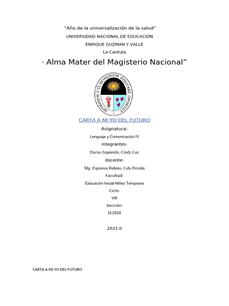 Carta A Mi Yo Del Futuro Ok Ok | PDF