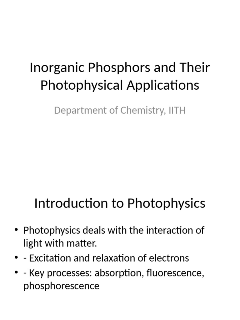 Inorganic Phosphors in Photophysics | PDF