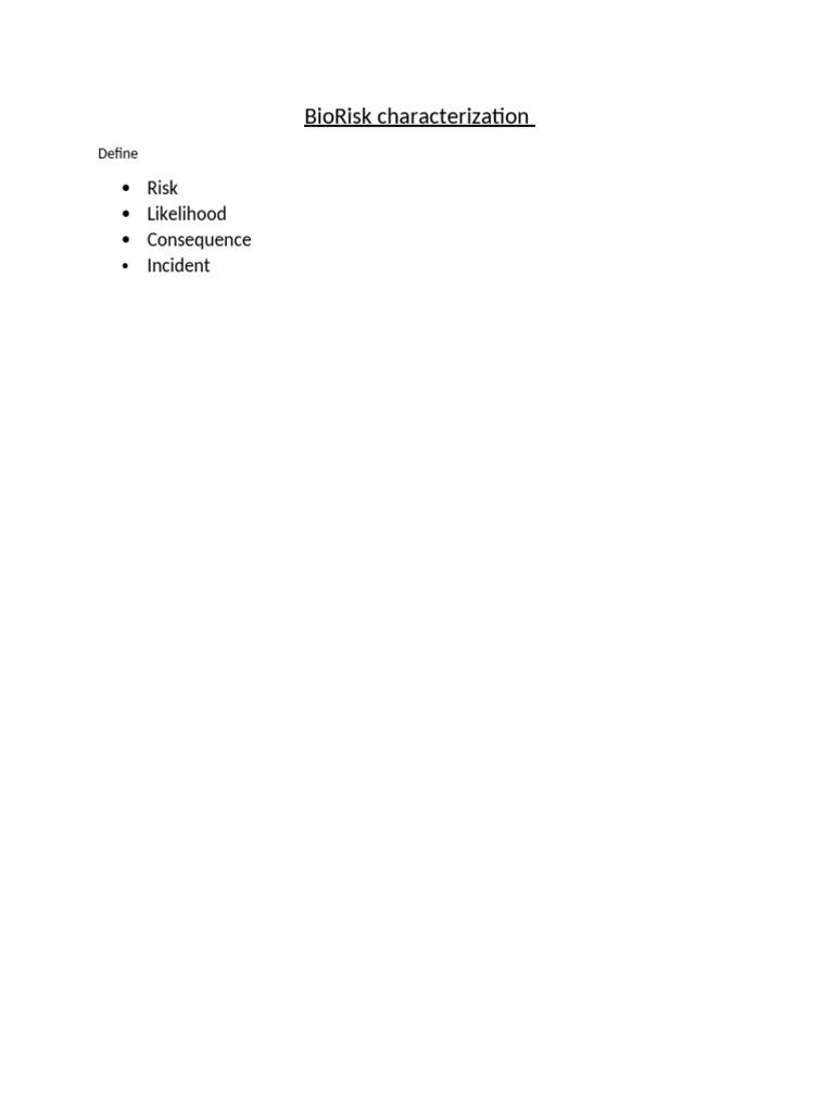 Biorisk Characterization | PDF