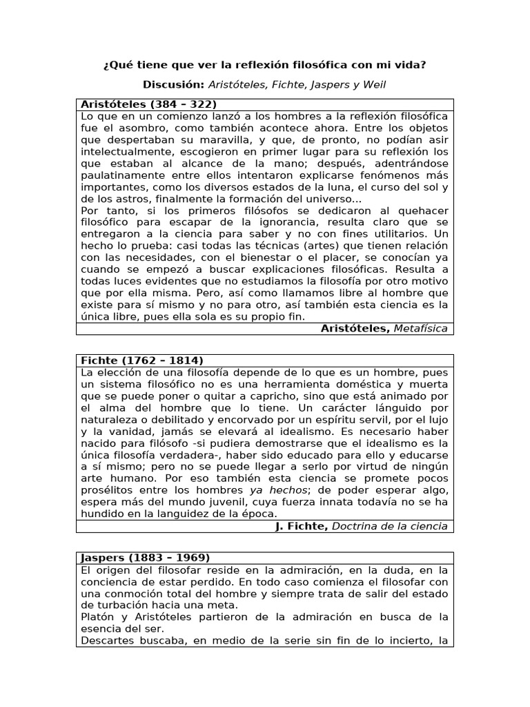 Qué Tiene Que Ver La Reflexión Filosófica Con Mi Vida-Lectura 1 ...