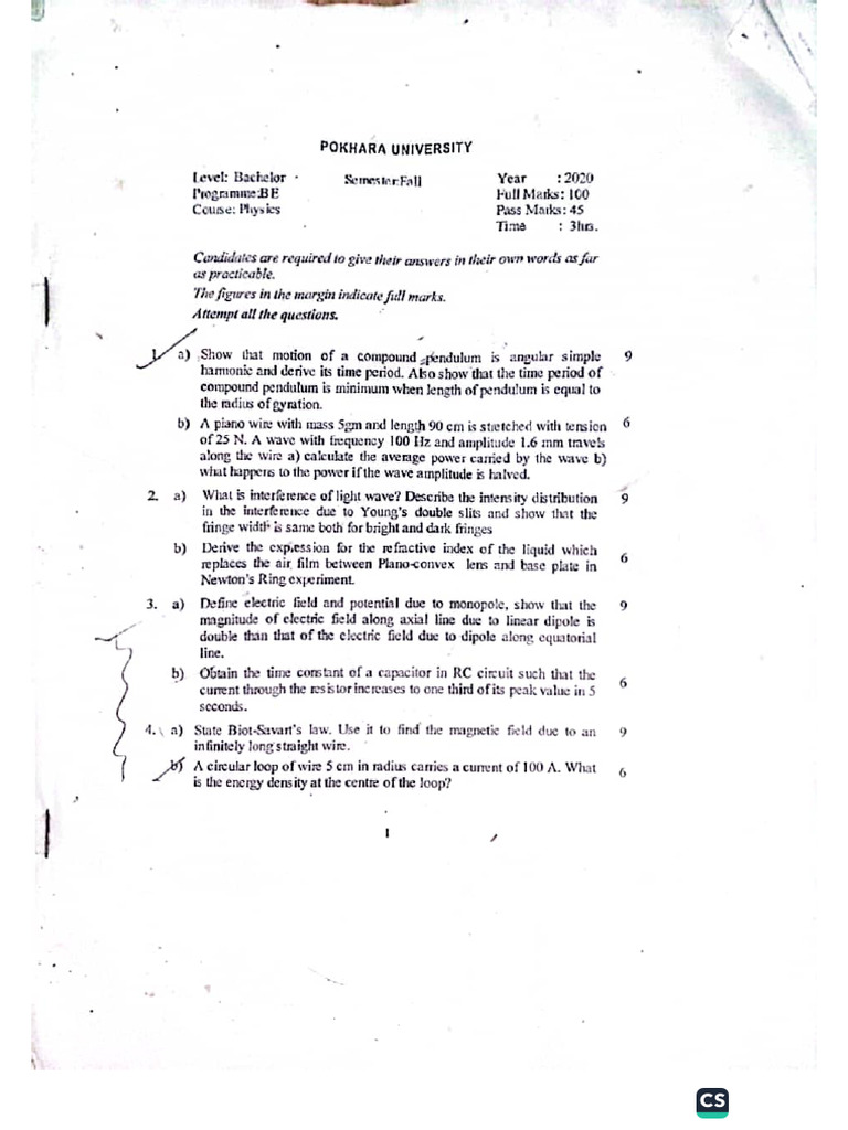 Physics Old Question | PDF