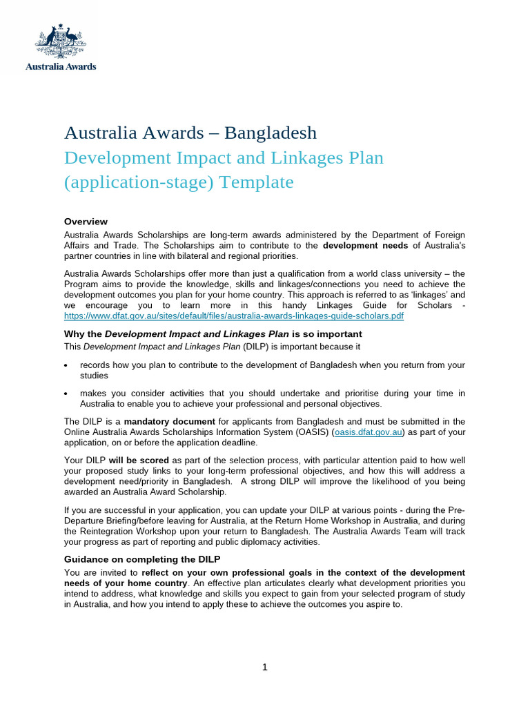 Development Impact and Linkages Plan Template DILP | PDF | Leadership | Learning