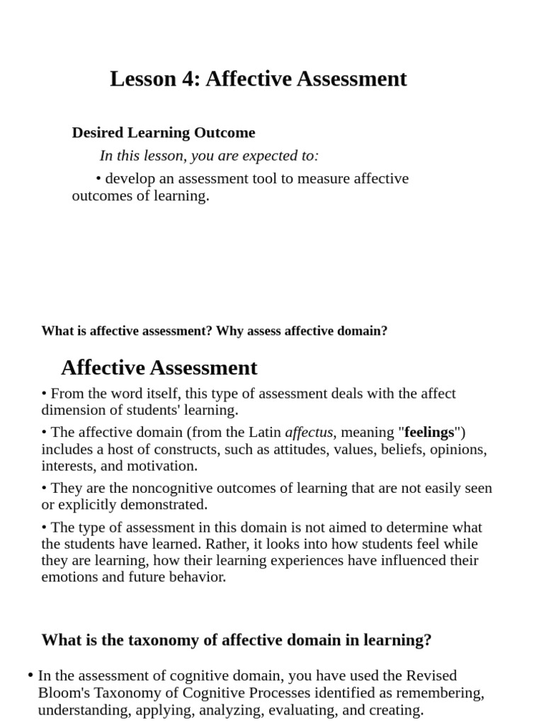 Lesson 4 Chapter 6 Affective Assessment | PDF | Affect (Psychology ...
