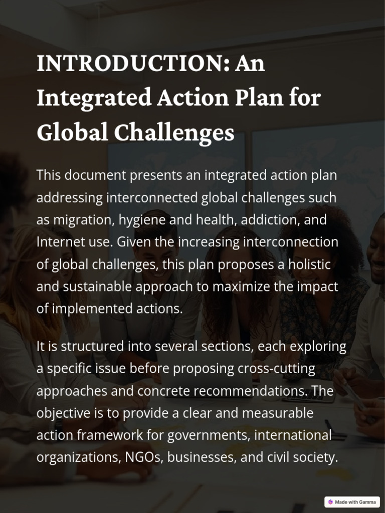 INTRODUCTION An Integrated Action Plan For Global Challenges | PDF | Human Migration | Hand Washing