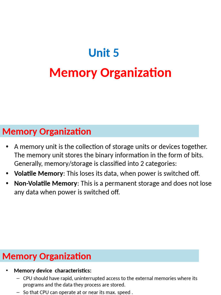 Unit 5 Memory Organization | PDF | Computer Data Storage | Cpu Cache
