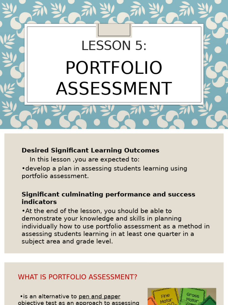 Lesson 5 Chapter 7 Portfolio Assessment | PDF | Educational Assessment ...