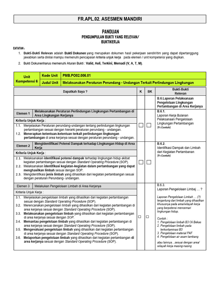 UK6 Bukti RELEVAN APL.02 | PDF
