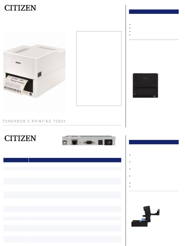 Brosura Citizen CL E331 - 5783 | PDF | Computing | Office Equipment