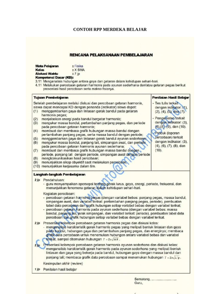 Contoh RPP Merdeka Belajar | PDF