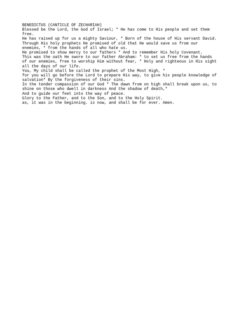 Canticle of Zechariah: The Benedictus | PDF