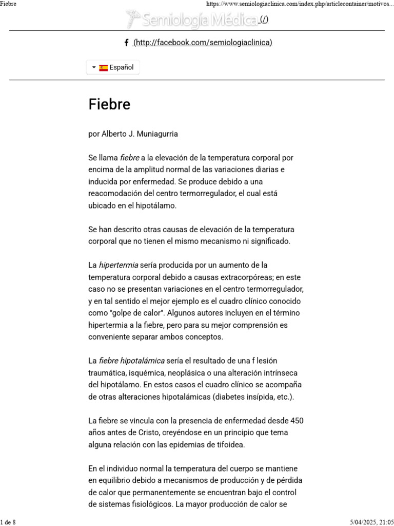 Causas y Mecanismos de la Fiebre | PDF | Termorregulación | Fiebre
