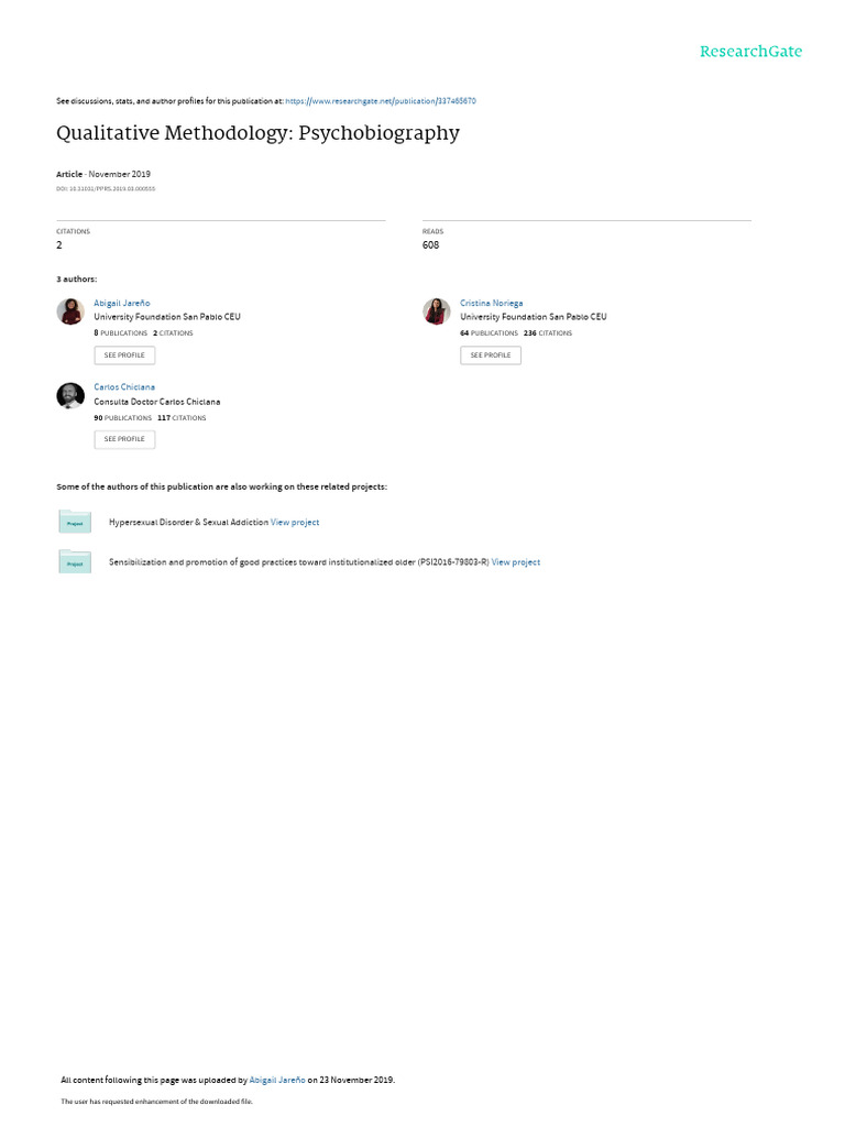 Qualitative Methodology Psychobiography EN | PDF | Psychology | Behavioural Sciences