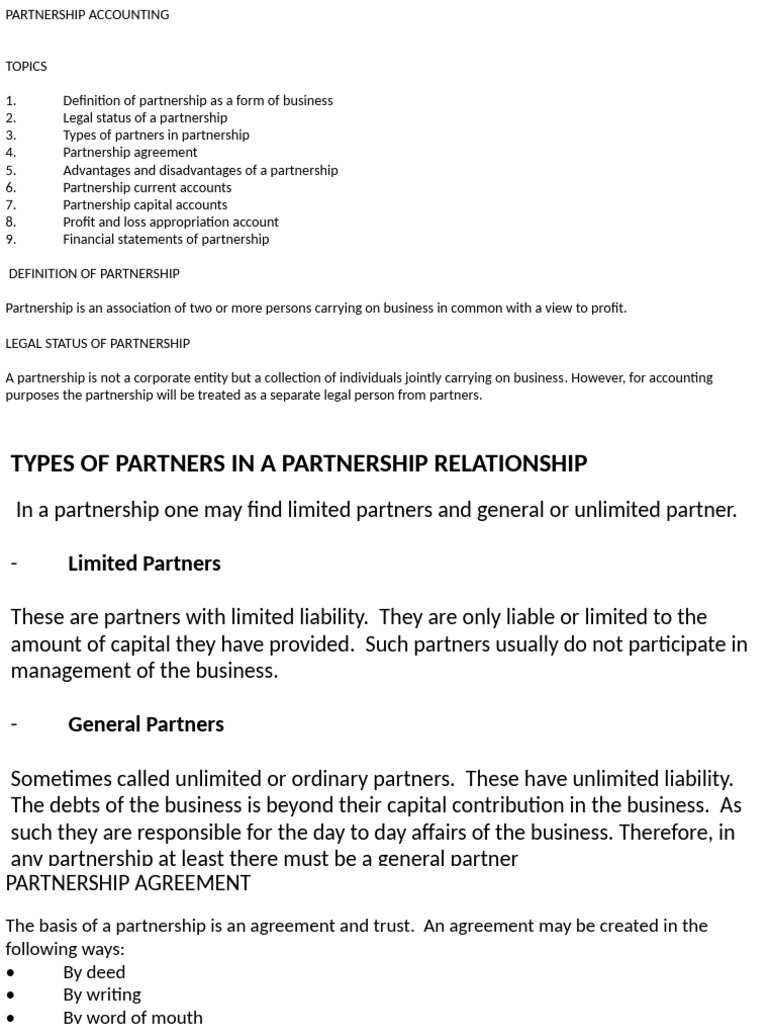 Partnership Accounts | PDF | Partnership | Debits And Credits