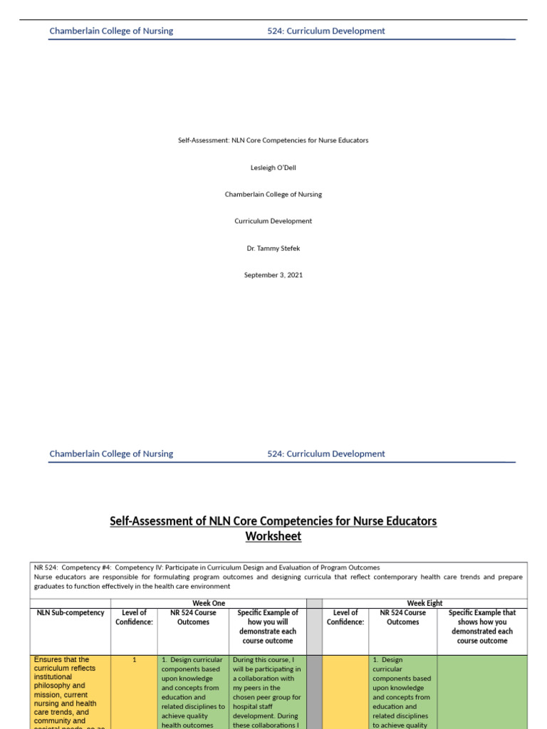 Odell L.nr524 NLNCoreCompetenciesWorksheet | PDF | Curriculum | Learning