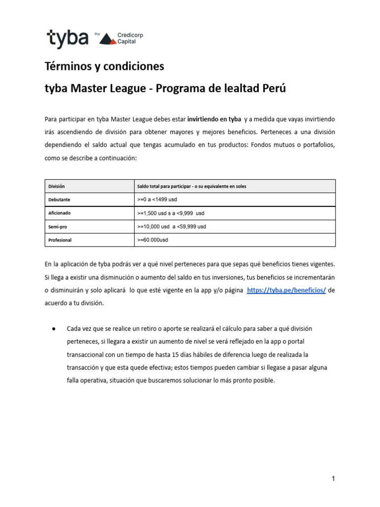 2025+Terminos y Condiciones-tyba+ Master League Pe.docx | PDF
