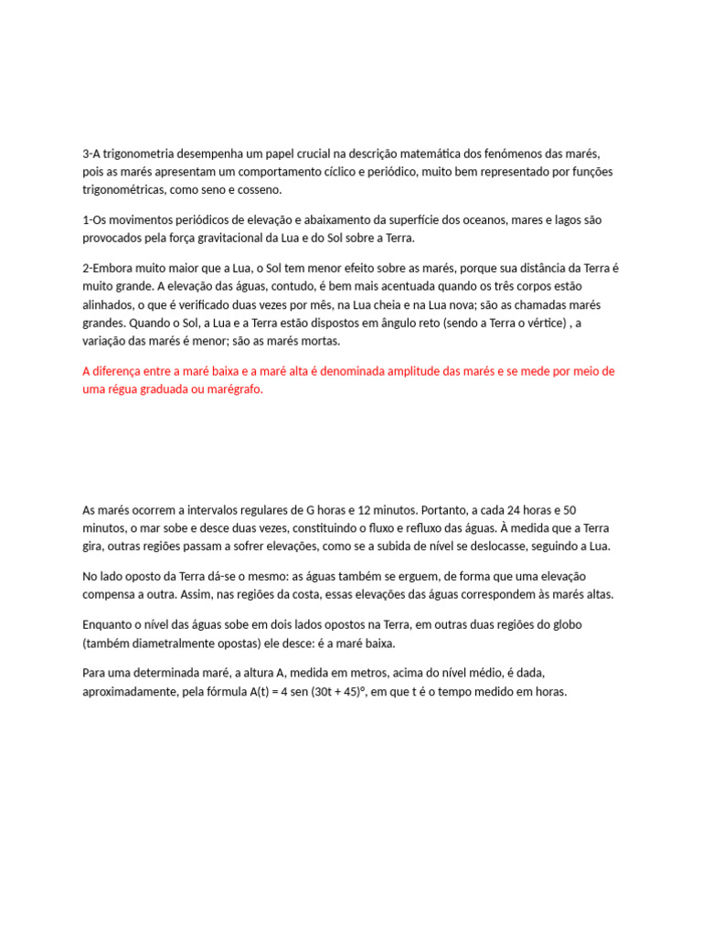 Trigonometria e o Comportamento das Marés | PDF